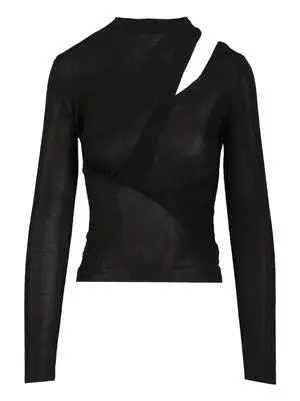 SELF-PORTRAIT Viscose Knit Top - Black