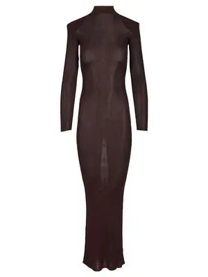 SELF-PORTRAIT Viscose Knit Sweater Dress - Brown