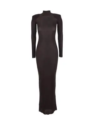 SELF-PORTRAIT Turtleneck Long Dress With Shoulder Pads - Multicolor