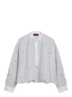 Gucci Striped Cotton Blouse With Gg Embroidery - Purple