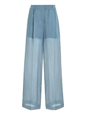 Brunello Cucinelli BRUNELLO CUCINELLI Cotton Organza Sartorial Track Trousers Multicolor