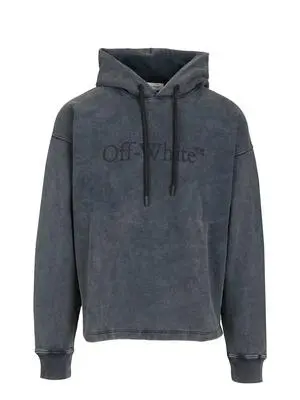 Off-White OFF-WHITE Washed Cotton Hooded Sweatshirt Blue