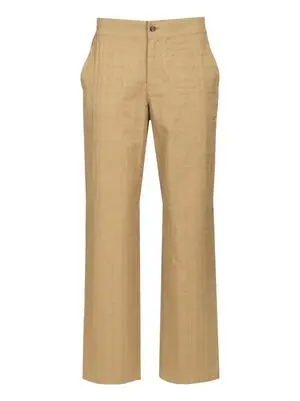 Burberry Textured Check Cotton Trousers - Cream