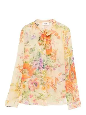 Celine Printed Silk Blouse - Multicolor