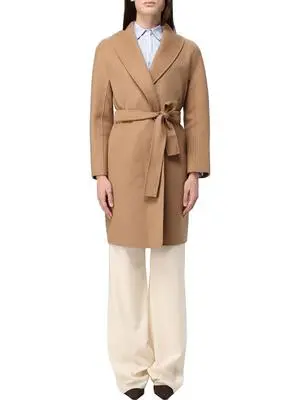 Max Mara Estremo Long Wool And Cashmere Robe Coat With Belt - Brown