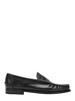 Prada Aged Leather Loafers - Black