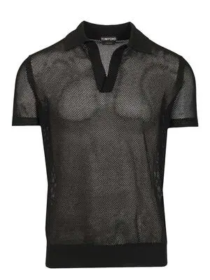 TOM FORD Knitted Polo Shirt - Black