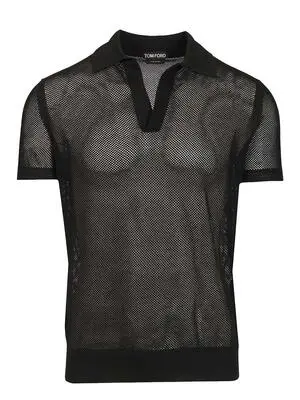 TOM FORD Knitted Polo Shirt - Black