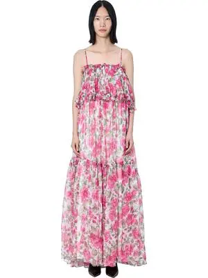 Chloé Long Silk Muslin Dress - Pink