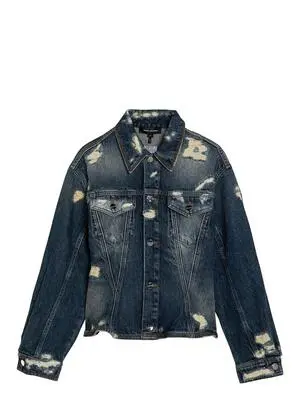 Marc Jacobs Washed Denim Jacket With Worn Details - Blue