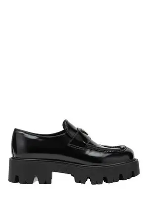 Prada Brushed Leather Loafers - Black