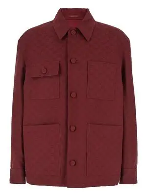 Gucci Bordeaux Jacket With All-over Gg Motif In Cotton Blend - Multicolor