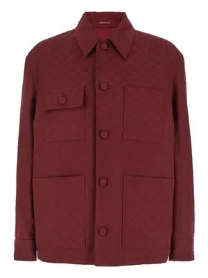 Gucci Gucci Men Bordeaux Jacket With All-Over Gg Motif In Cotton Blend Man Multicolor