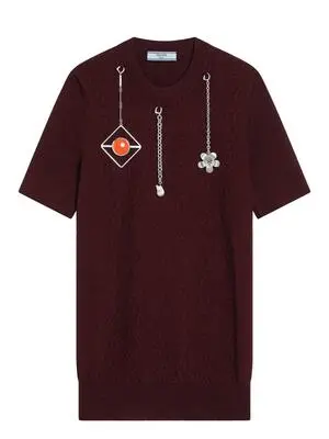 Prada Prada Wool Sweater With Charms Red