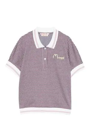 Marni Check Pattern Polo Top - Pink