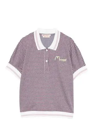 Marni Check Pattern Polo Top - Pink