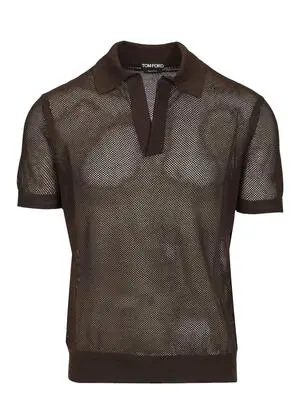 TOM FORD Knitted Polo Shirt - Brown