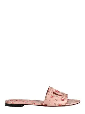 Dolce & Gabbana Floral Print Flat Sole Sandals - Pink
