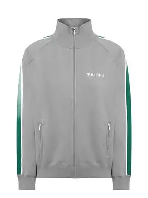 Miu Miu MIU MIU Technical Knit Zip Sweatshirt Gray