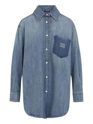 Miu Miu Suede And Denim Shirt - Multicolor