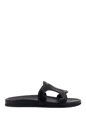 Celine Triomphe Leather Sandals - Black