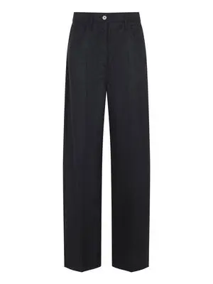 Prada Virgin Wool Wide Leg Trousers - Gray