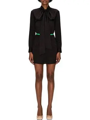 Gucci Silk Tie Detailed Dress - Brown