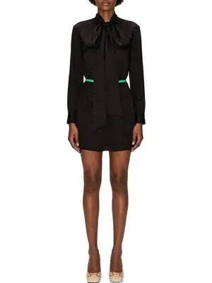 Gucci Silk Tie Detailed Dress - Brown