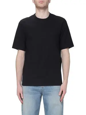 Saint Laurent Basic Cotton T-shirt With Embroidered Logo - Black