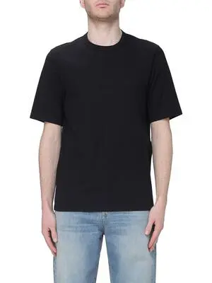 Saint Laurent Basic Cotton T-shirt With Embroidered Logo - Black