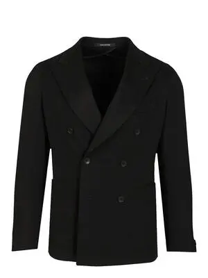 Tagliatore Double-breasted Wool And Cashmere Blazer - Black