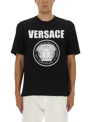 Versace T-shirt With Logo - Black