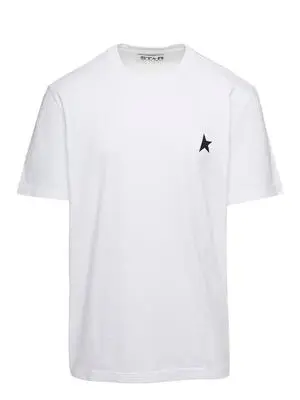 GOLDEN GOOSE T-shirt With Round Neck And One Star Logo Print On The Front In Cotton For - White