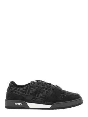 Fendi Fendi Men Sneakers 'Match' With Logo Patch On The Tongue And Ff Motif All-Over In Grey Leather For Men Gray