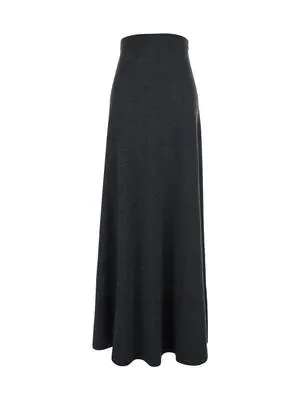 Balenciaga Grey Flared Skirt With Pleated Details And Elastic Ribbed Waist In Wool - Multicolor