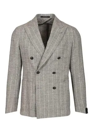 Tagliatore Montecarlo Boucle Double Breasted Blazer - Gray