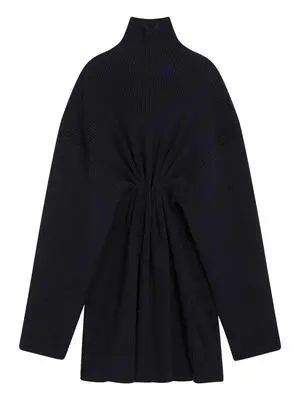 Balenciaga Pinched Wool And Cotton Mini Dress - Blue