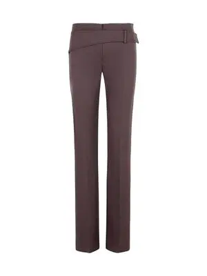 Sportmax Slim Fit Virgin Wool Blend Trousers - Brown