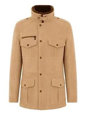 Brunello Cucinelli Waxed Shearling Safari Jacket - Cream