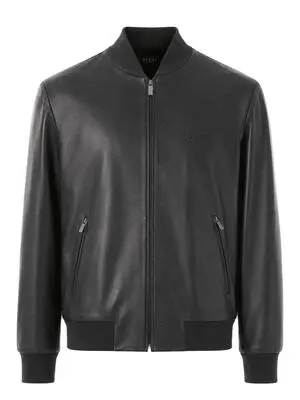 Gucci Leather Bomber Jacket - Gray