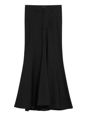 Balenciaga Wool Flared Ankle Length Skirt - Black