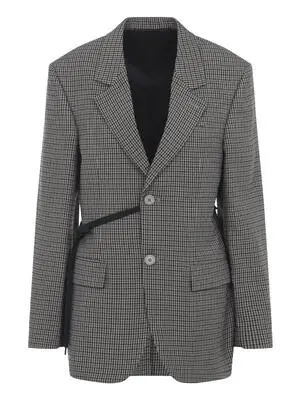 Balenciaga Checkered Wrap Tailored Jacket - Brown