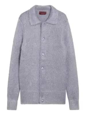 Gucci Gucci Brushed Mohair Wool Cardigan Men Blue