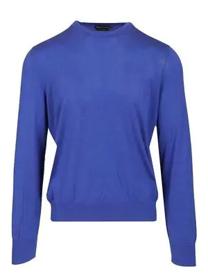 TOM FORD Tom Ford Men Silk Sweater Blue