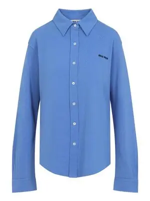 Miu Miu Miu Miu Piquet Shirt Women Blue