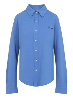 Miu Miu Cotton Piquet Shirt - Blue