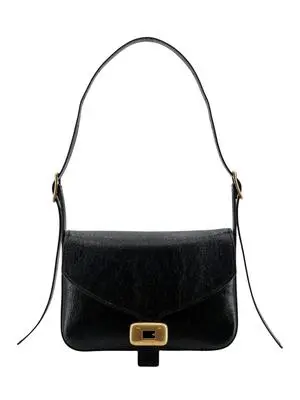 Balenciaga Clicca Arena Leather Medium Shoulder Bag - Black