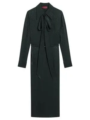 Gucci Gg Jacquard Silk Wrap Dress - Green