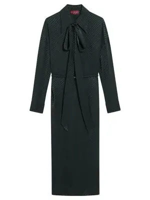Gucci Gg Jacquard Silk Wrap Dress - Green
