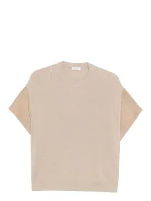 Brunello Cucinelli Ribbed Knit Cotton T-shirt - Multicolor
